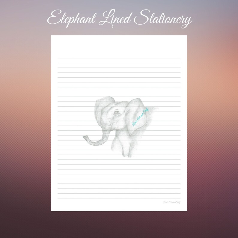 Elephant Lined Stationery Letter Sheets / Elephant Writing - Etsy