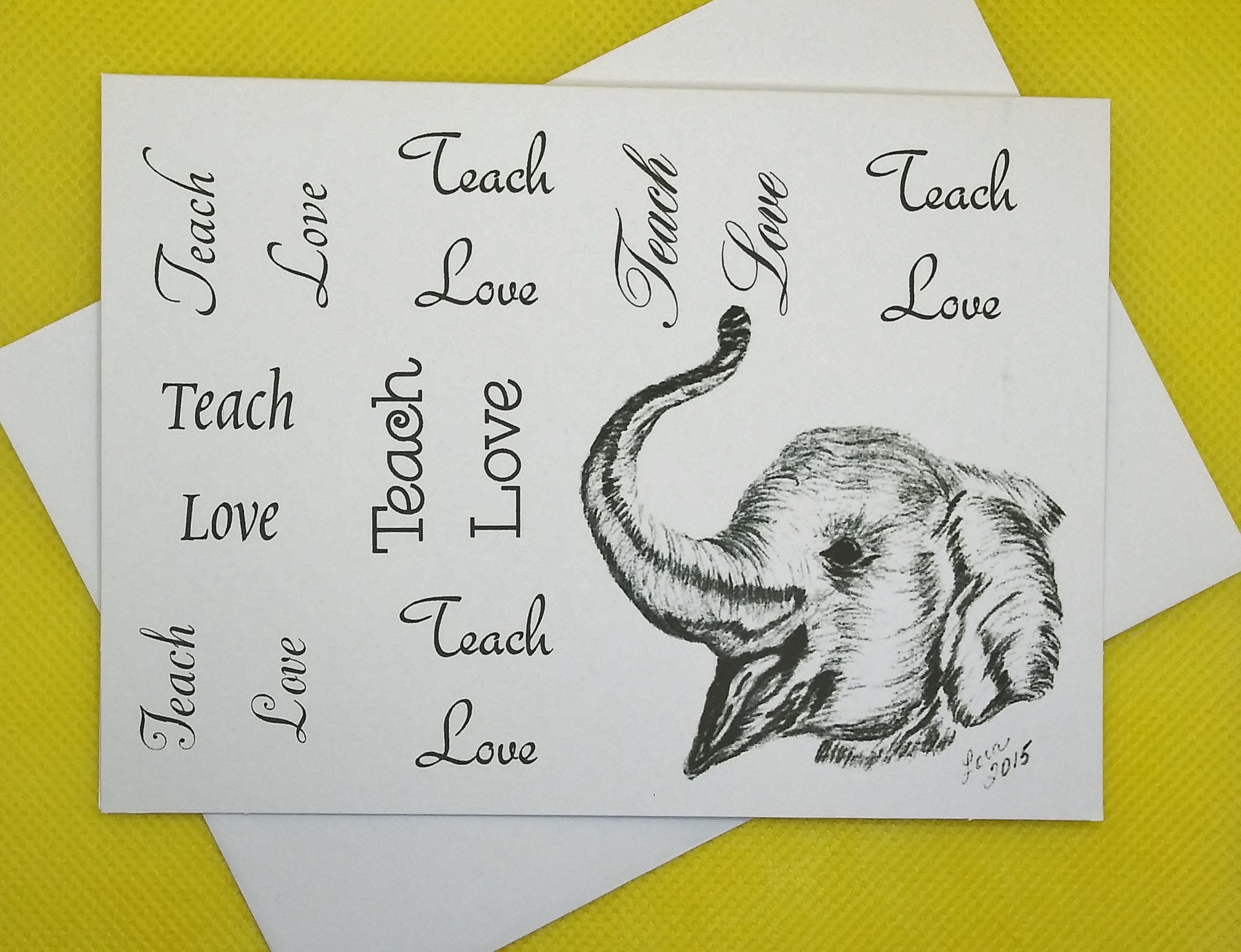 Elephant Teach Love Greeting Card / Elephant Thinking of You - Etsy
