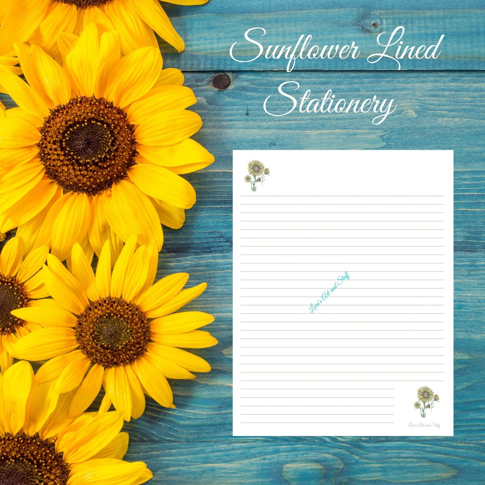Sunflower Lined Stationery Letter Sheets / Sunflower Lined | Etsy