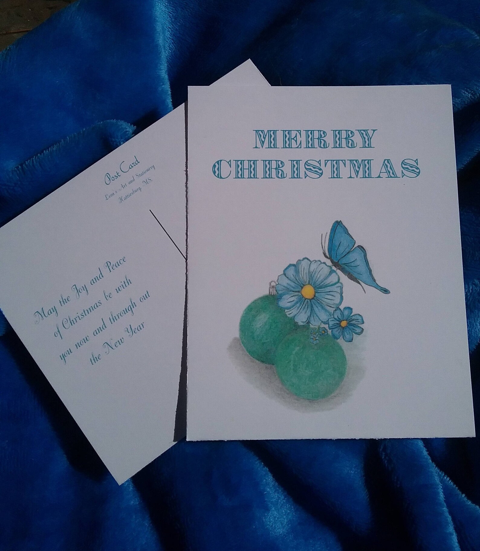 Christmas Postcard Set Butterfly Holiday Postcard Set / Blue - Etsy