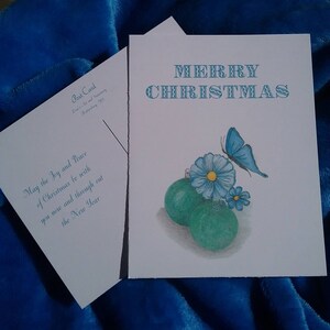 Christmas Postcard Set Butterfly Holiday Postcard Set / Blue Butterfly ...