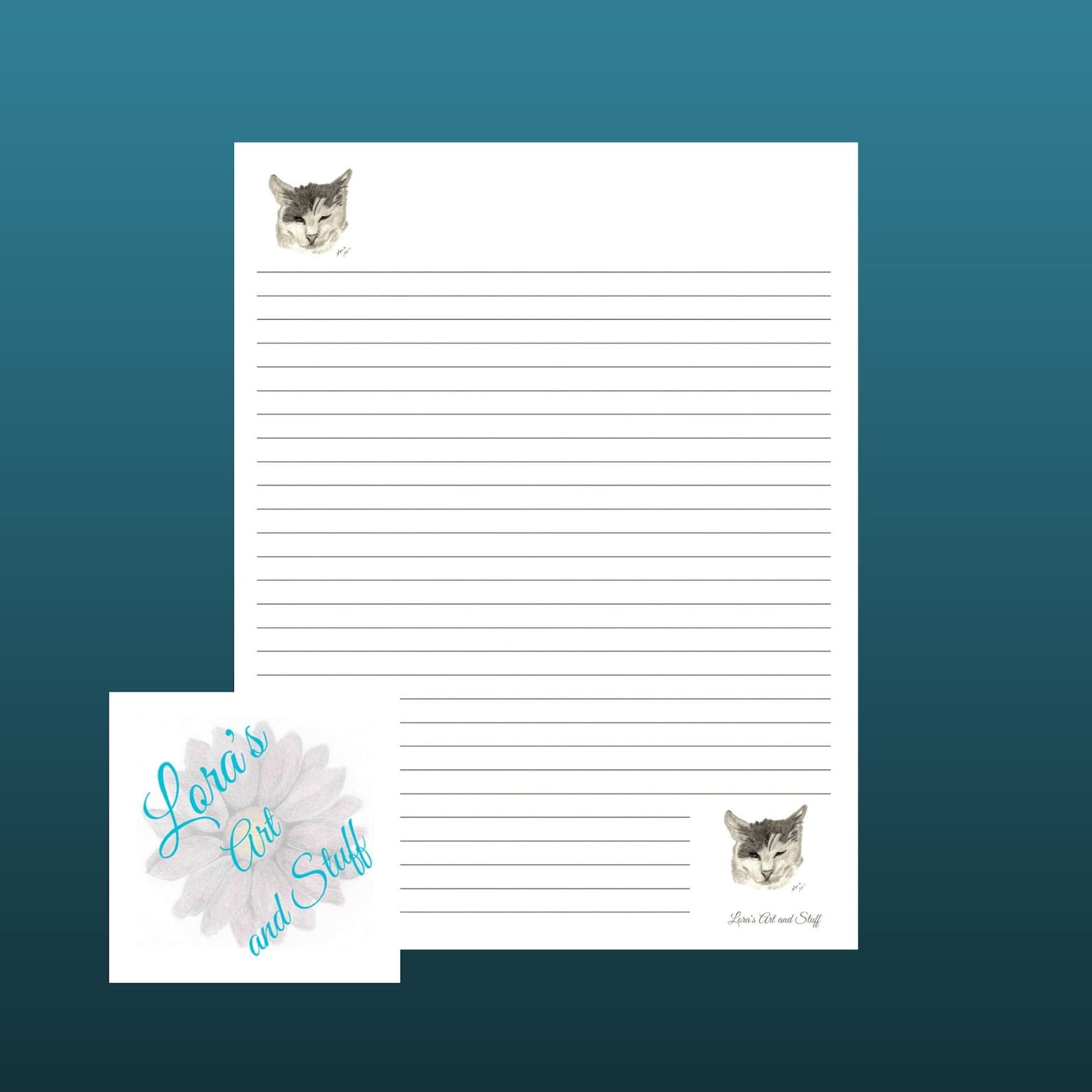 Printable / Digital Cat Lined Stationery Sheets Printable - Etsy