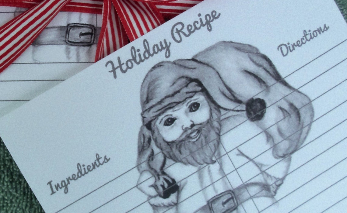 Holiday Baking Recipe Card Set Christmas Santa Recipe Cards | Etsy