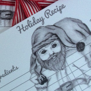 Holiday Baking Recipe Card Set- Christmas Santa Recipe Cards- Xmas ...
