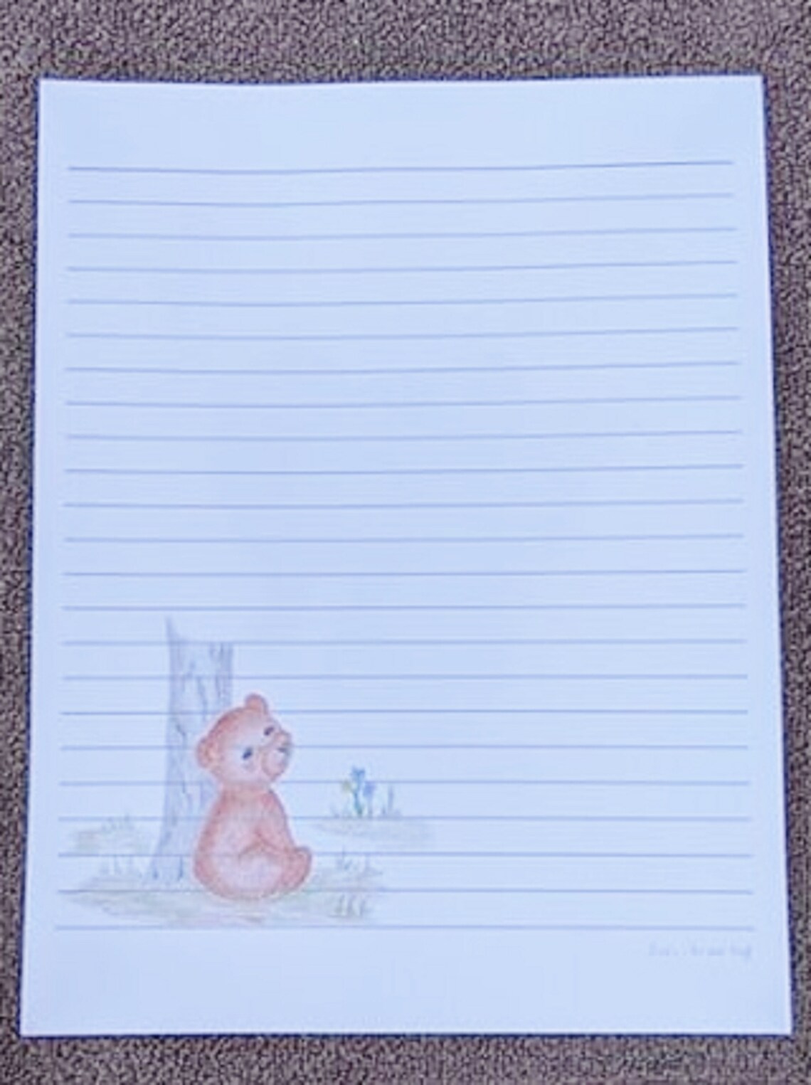 Teddy Bear Lined Stationery Letter Sheets / Teddy Bear Writing - Etsy