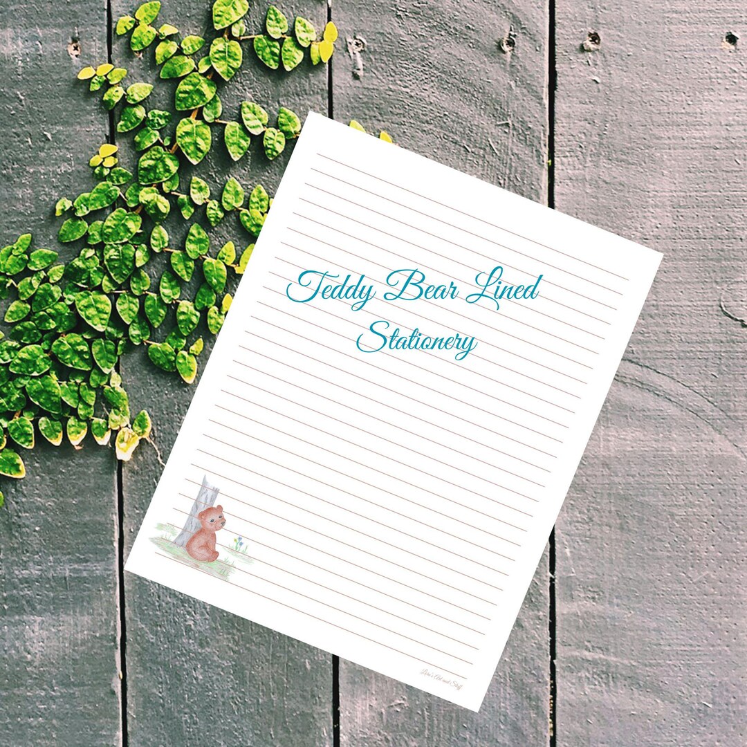 Teddy Bear Stationery: Lined Writing Paper for Children - Etsy