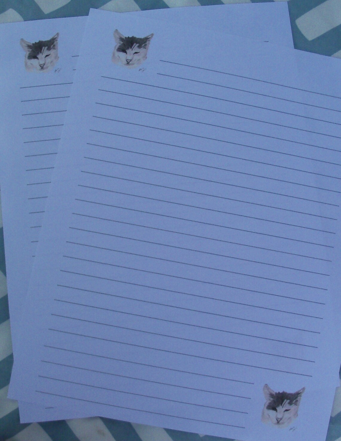 Cat Lined Stationery Letter Sheets / Art | Etsy