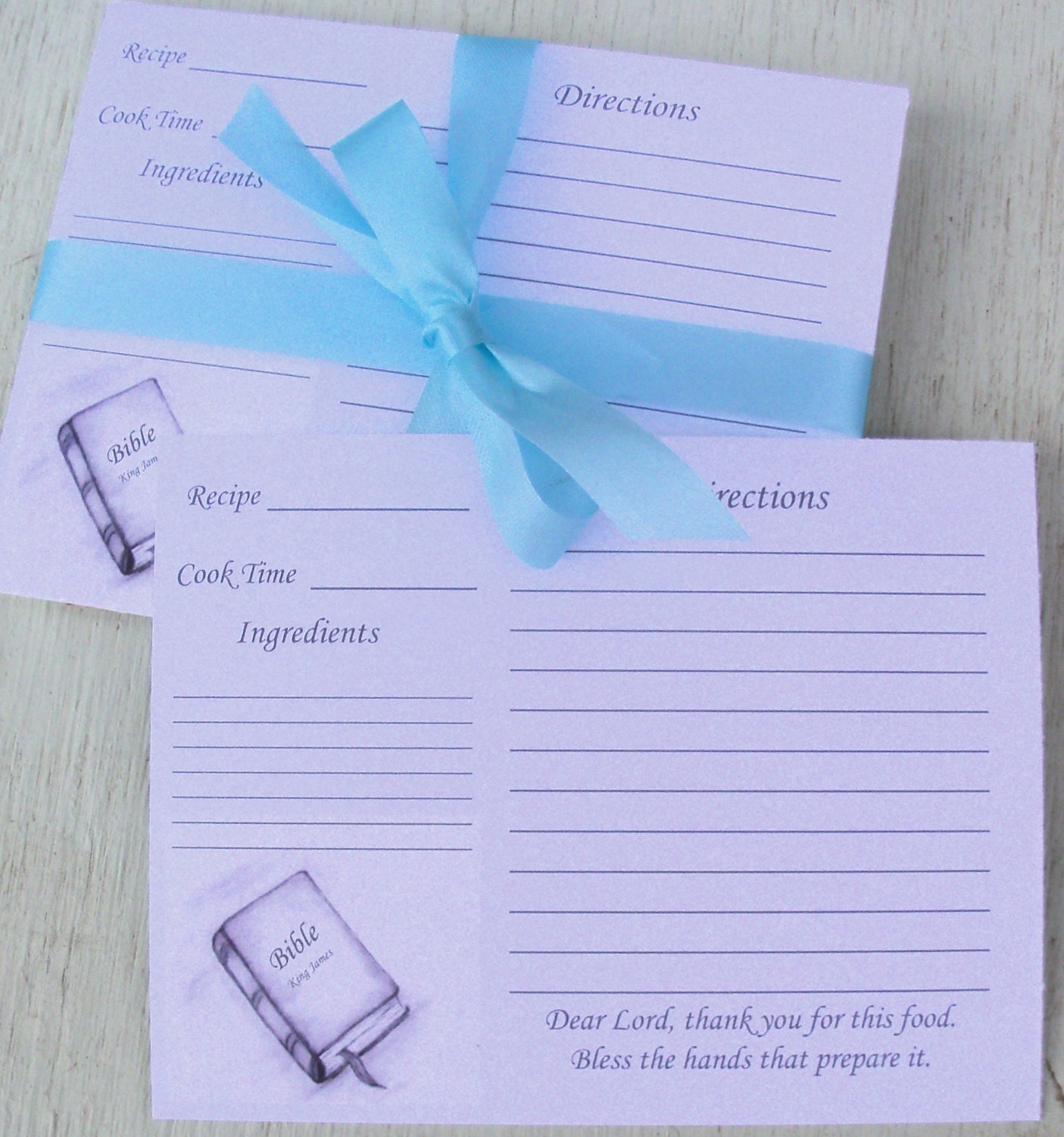 Baking Recipe Card Set Christian Baking Recipe Cards Lined - Etsy