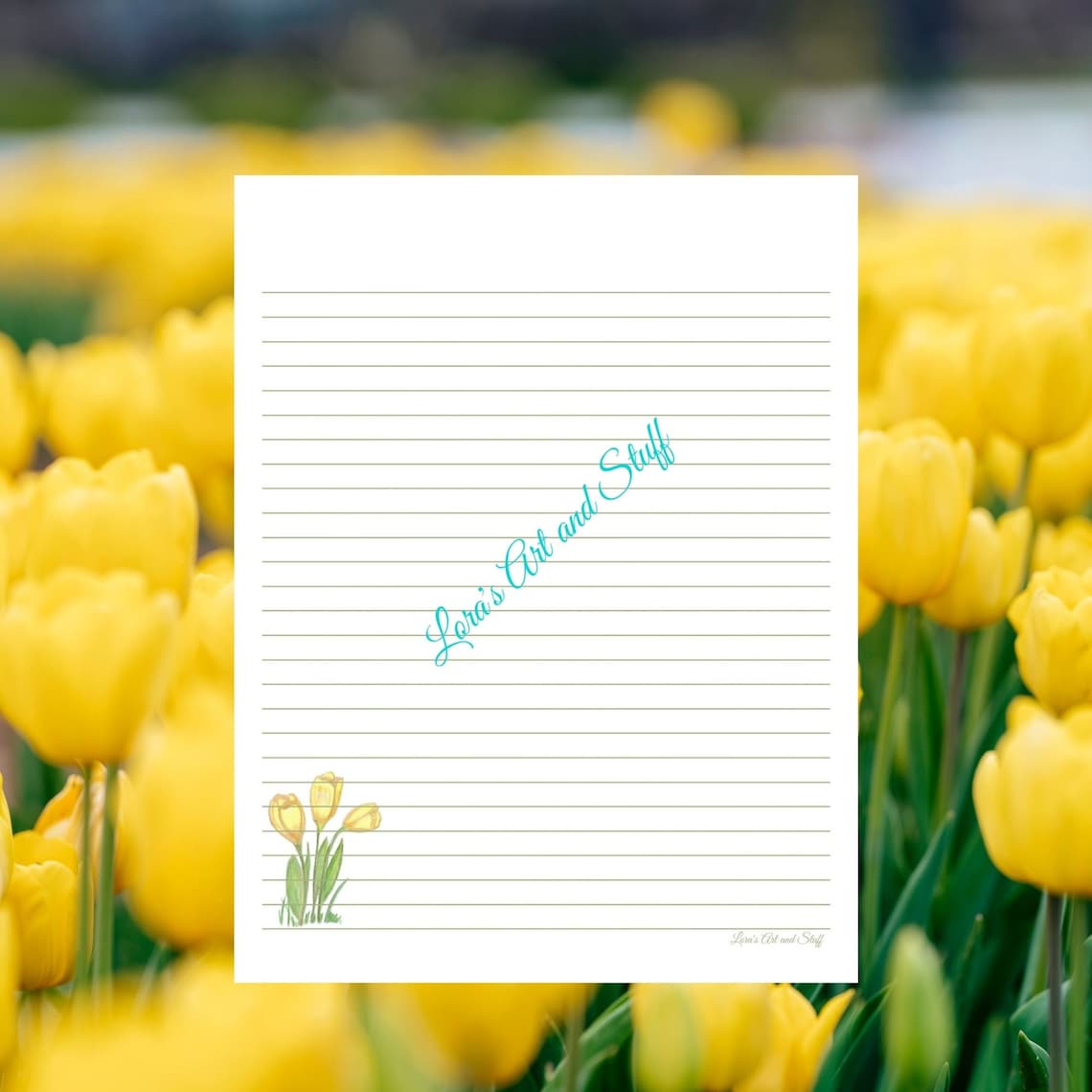 Tulip Lined Stationery Letter Sheets / Yellow Tulip Lined - Etsy