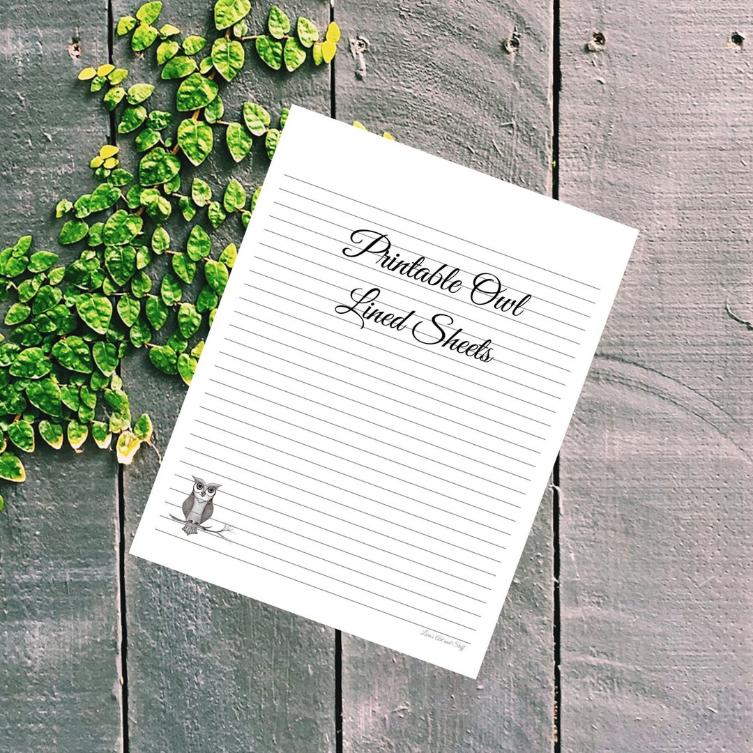 Printable / Digital Owl Lined Stationery Sheets - Printable Owl Lined ...