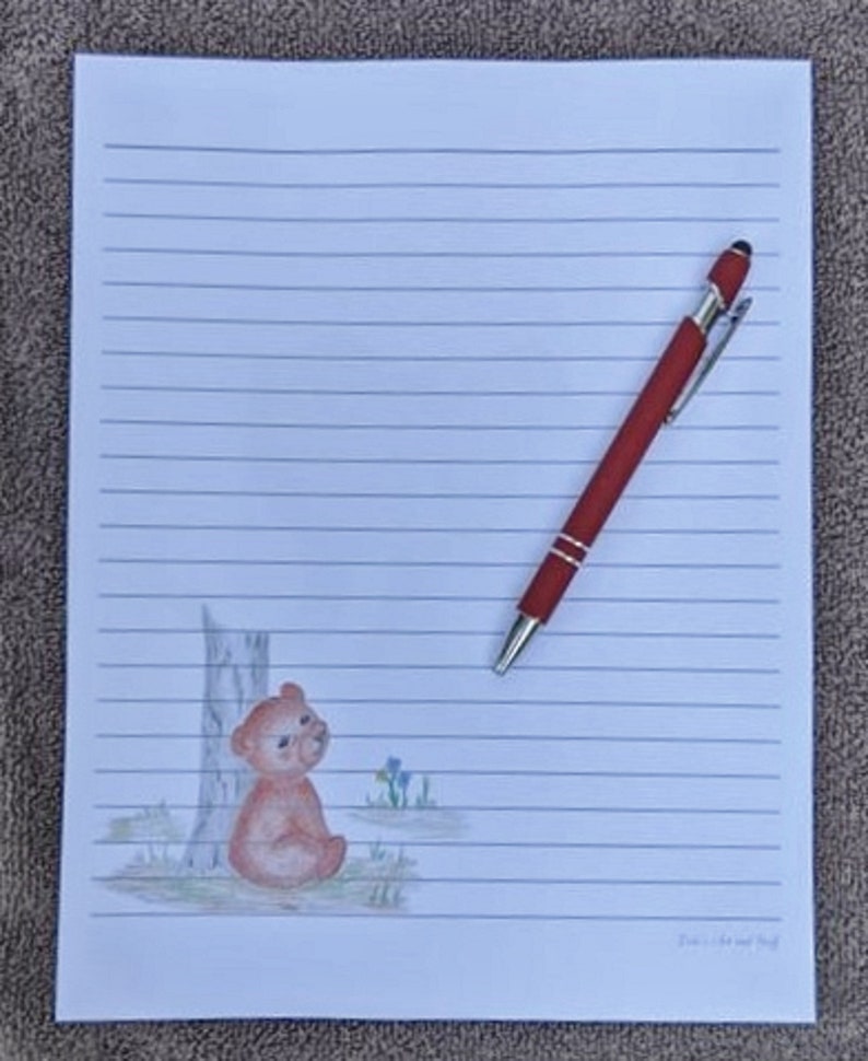 Teddy Bear Lined Stationery Letter Sheets / Teddy Bear Writing - Etsy