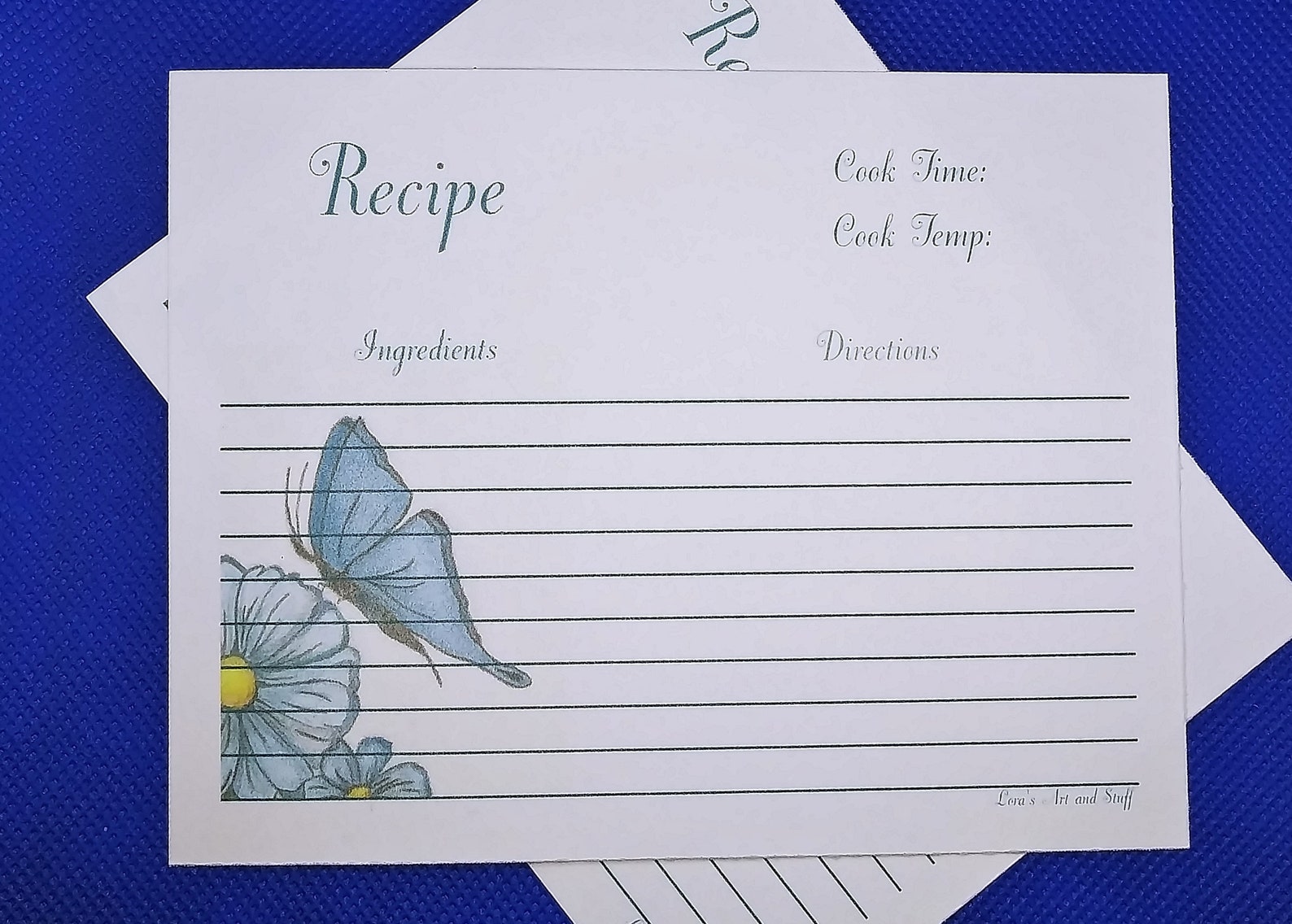 Baking Recipe Card Set Butterfly and Flower Recipe Cards - Etsy