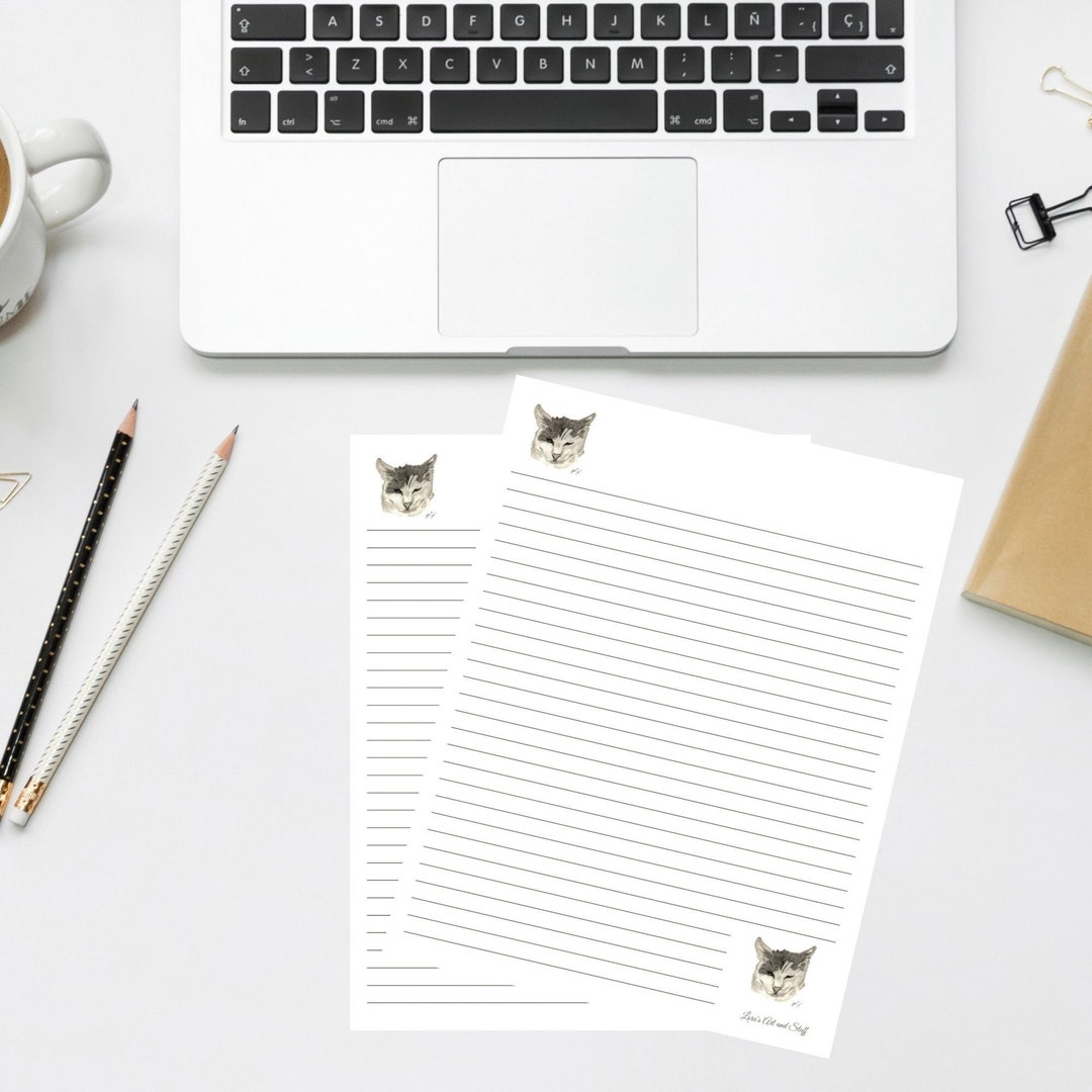 Cat Lined Stationery Letter Sheets / Art - Etsy