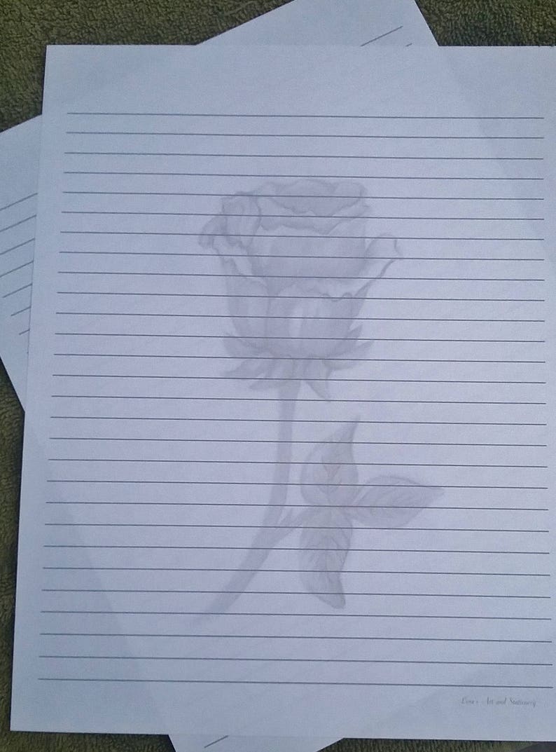 Rose Lined Stationery Letter Sheets / Lined Writing Paper | Etsy