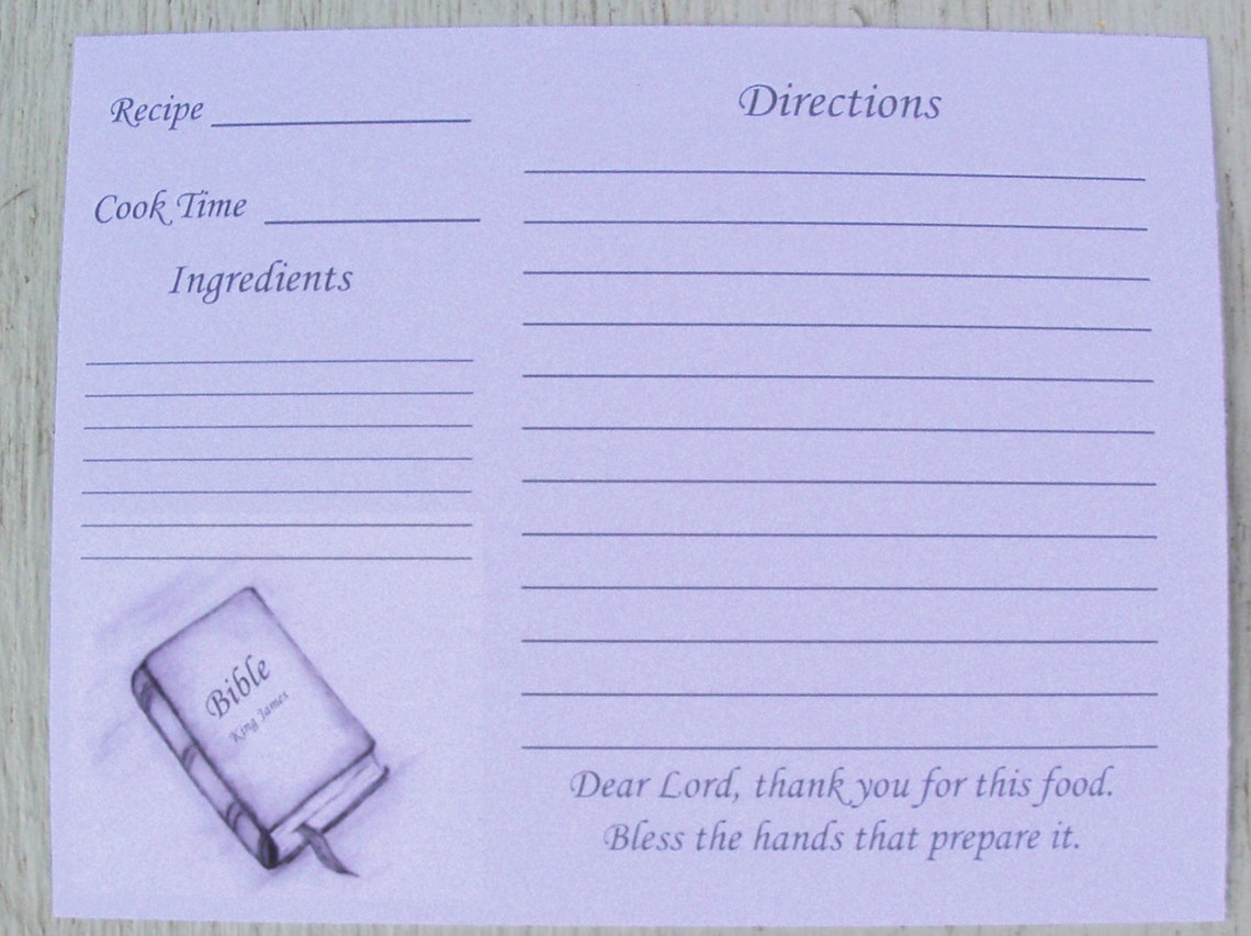 Baking Recipe Card Set Christian Baking Recipe Cards Lined - Etsy