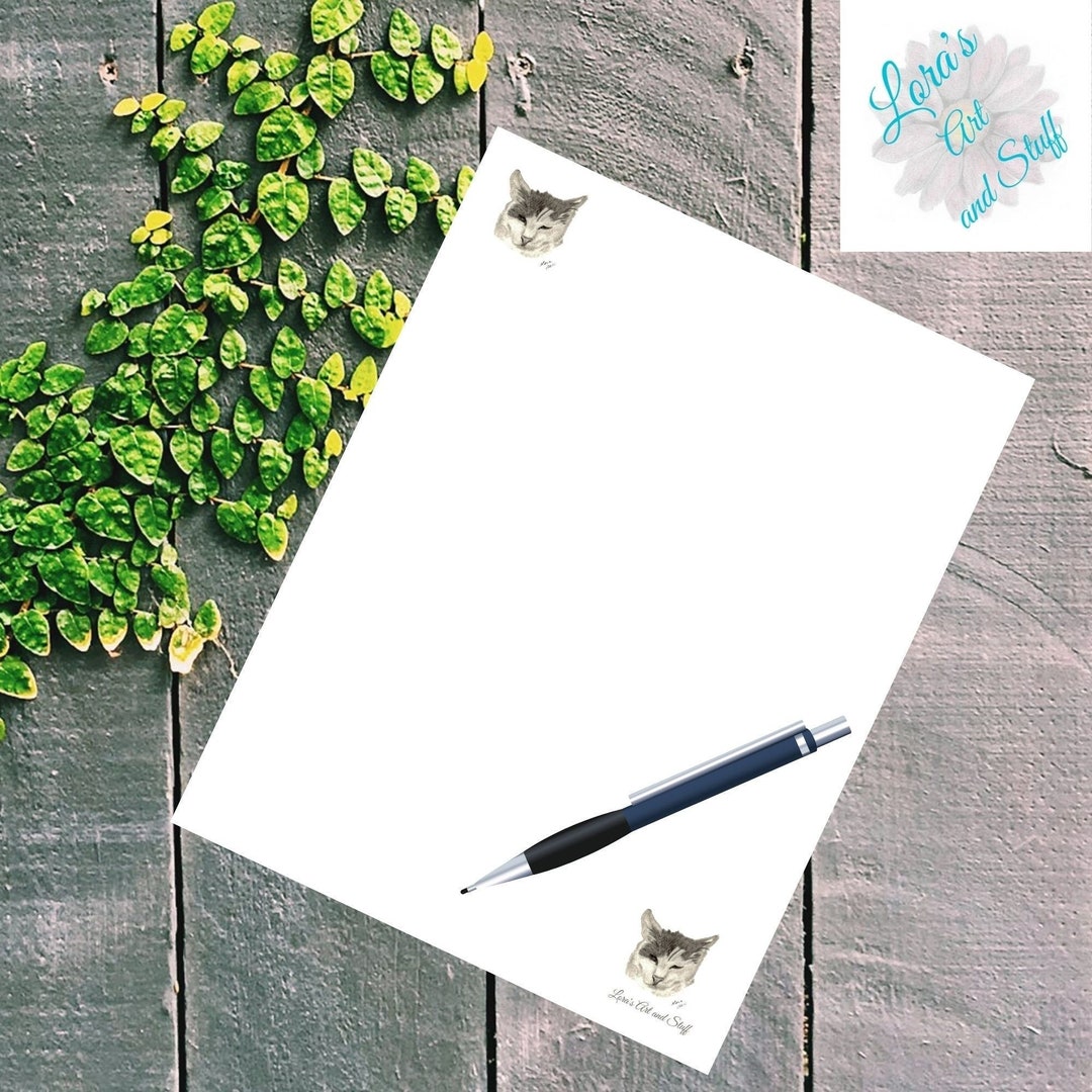 Printable Cat Stationery – Watercolor Kitten Writing Paper (digital ...