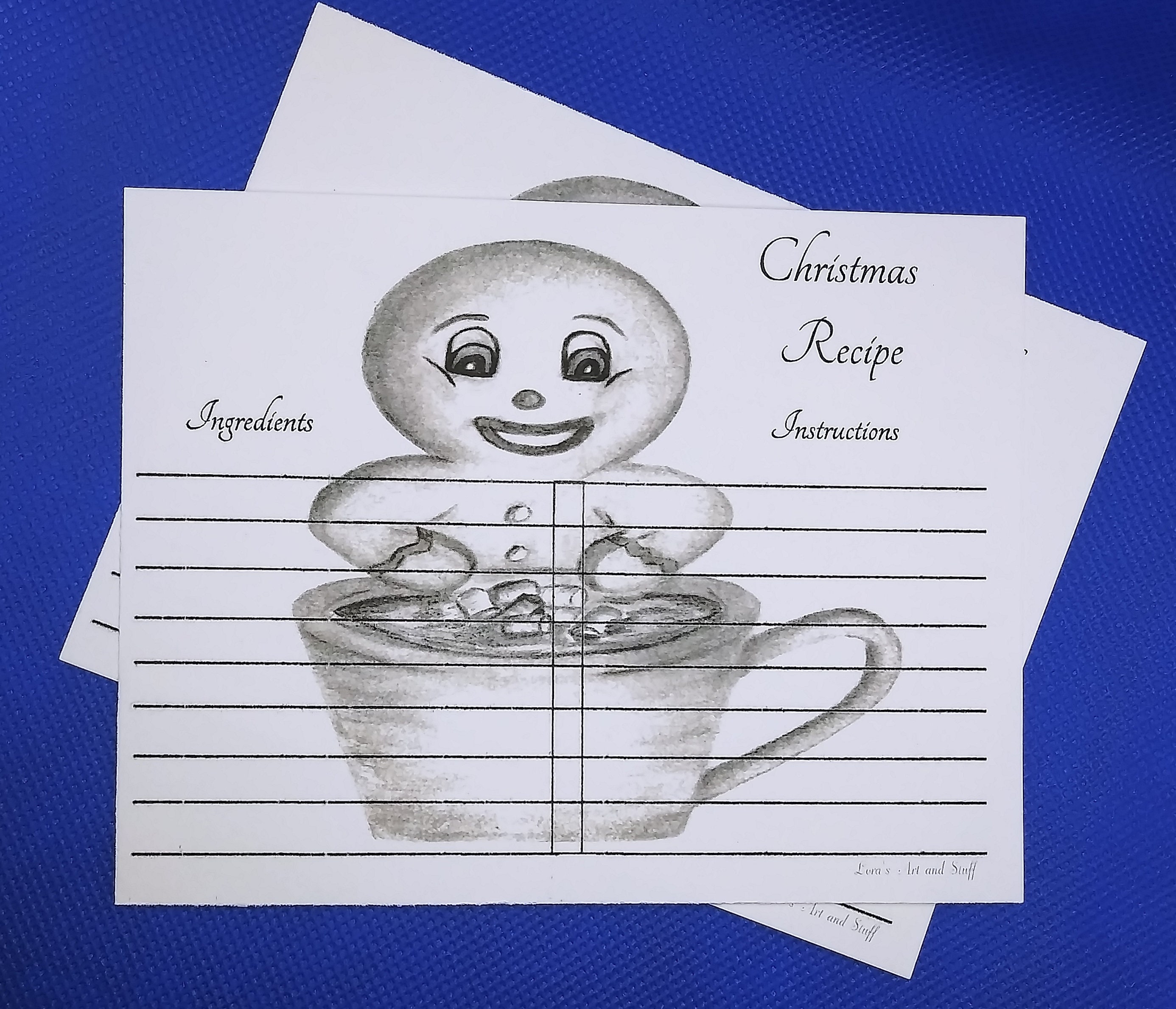 Christmas Baking Recipe Card Set Gingerbread Man Baking | Etsy