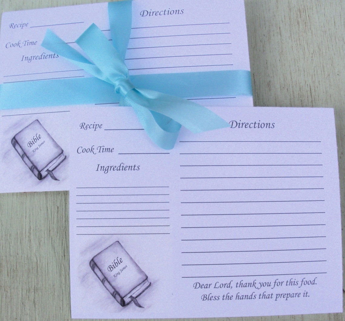 Baking Recipe Card Set Christian Baking Recipe Cards Lined | Etsy