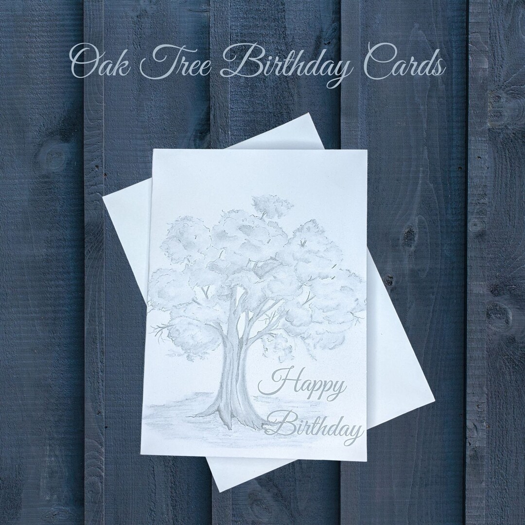 Oak Tree Birthday Cards Oak Tree Blank Cards Art - Etsy