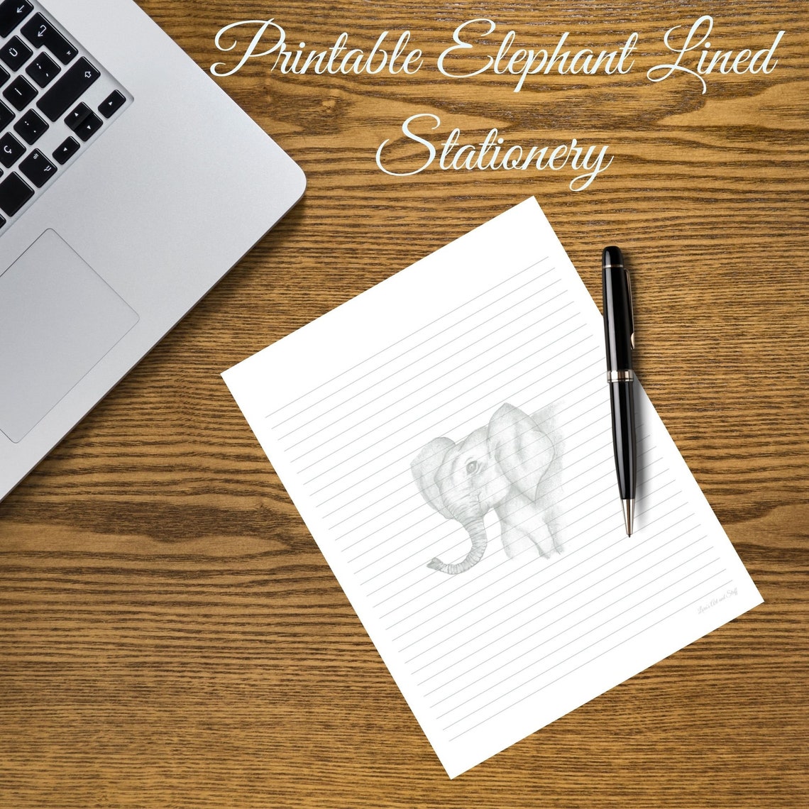 Printable / Digital Elephant Lined Stationery Letter Sheets / Elephant ...