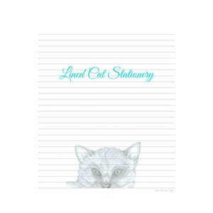 Cat Lined Stationery Letter Sheets / Cat Lined Writing Paper / Art - Etsy