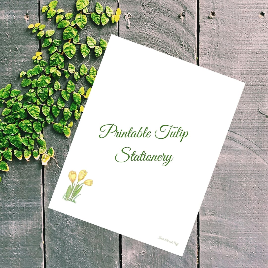Printable / Digital Tulip Stationery Letter Sheets / Printable Yellow ...