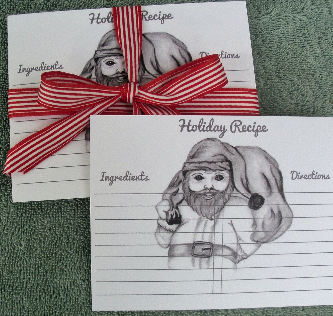 Holiday Baking Recipe Card Set- Christmas Santa Recipe Cards- Xmas ...