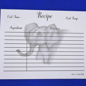 Elephant Baking Recipe Card Set, Elephant Recipe Cards, Art - Etsy