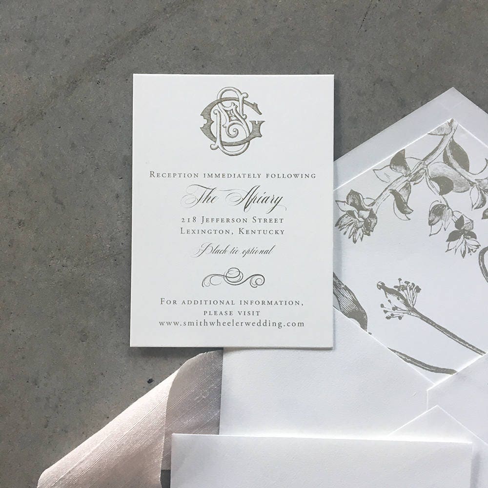Victorian Monogram gold thermography wedding invitation | Etsy