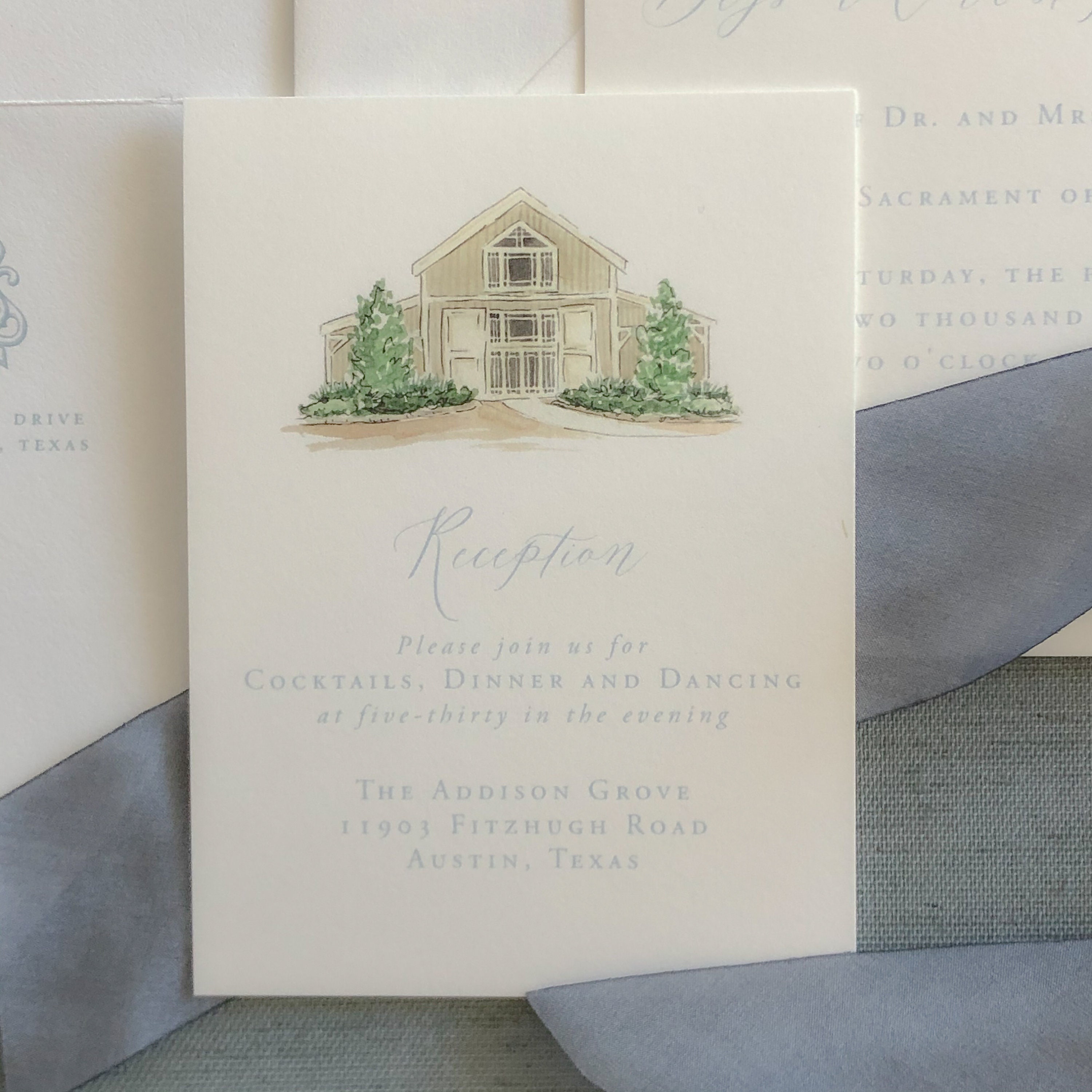 Victorian Monogram with Watercolor Details dusty blue thermography ...