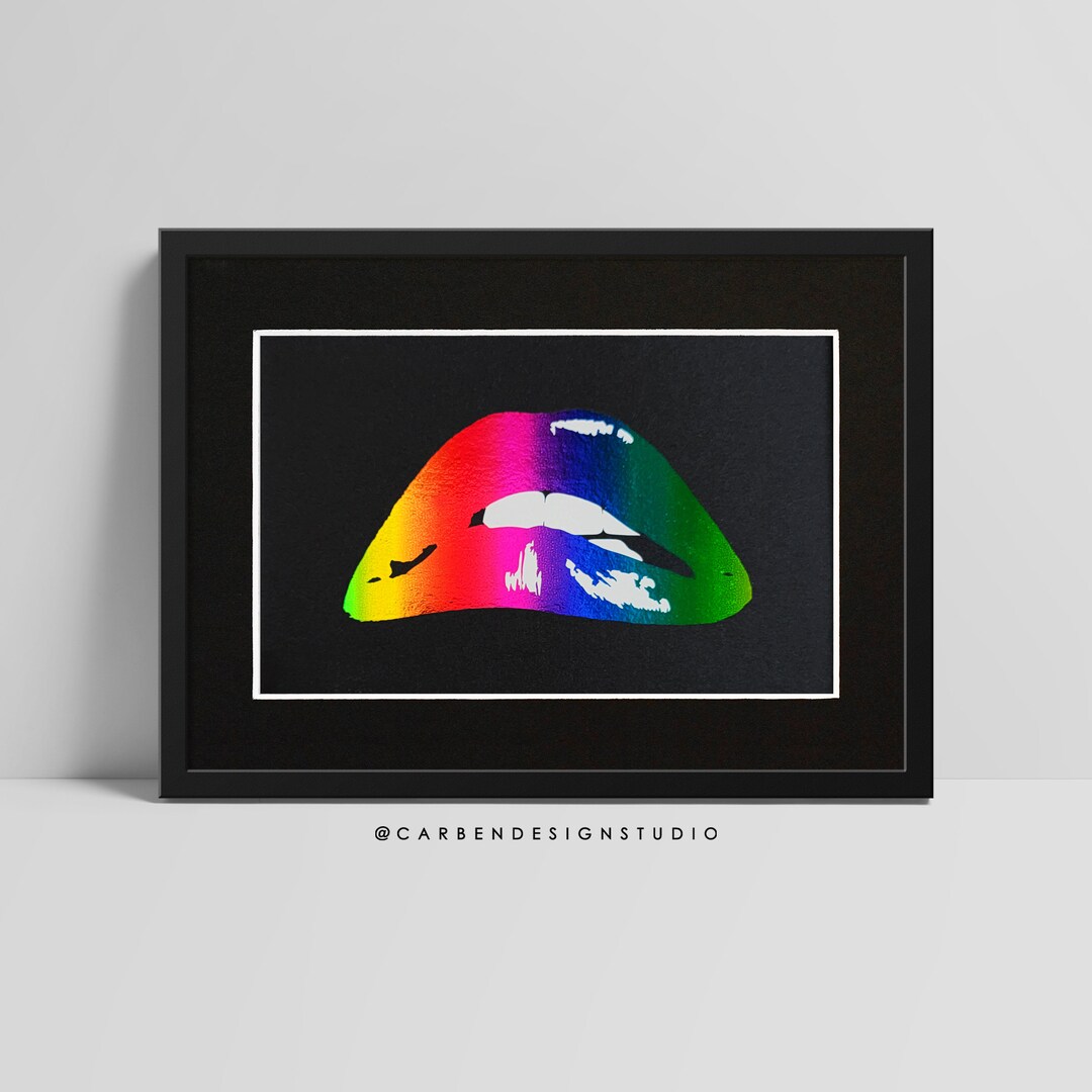 Rainbow Lips Foil Print. Lips Foil Print. Lips Art. Lips Print. Rainbow ...