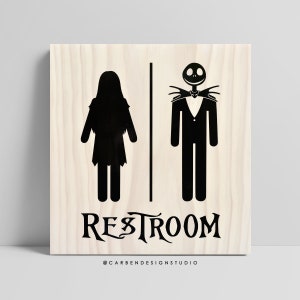 Jack & Sally Restroom Sign. Restroom Sign. Horror Restroom Sign. Horror ...