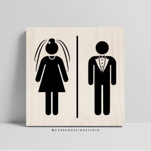 Bride and Groom Restroom Sign. Bathroom Sign. Restroom Sign. Bride and ...