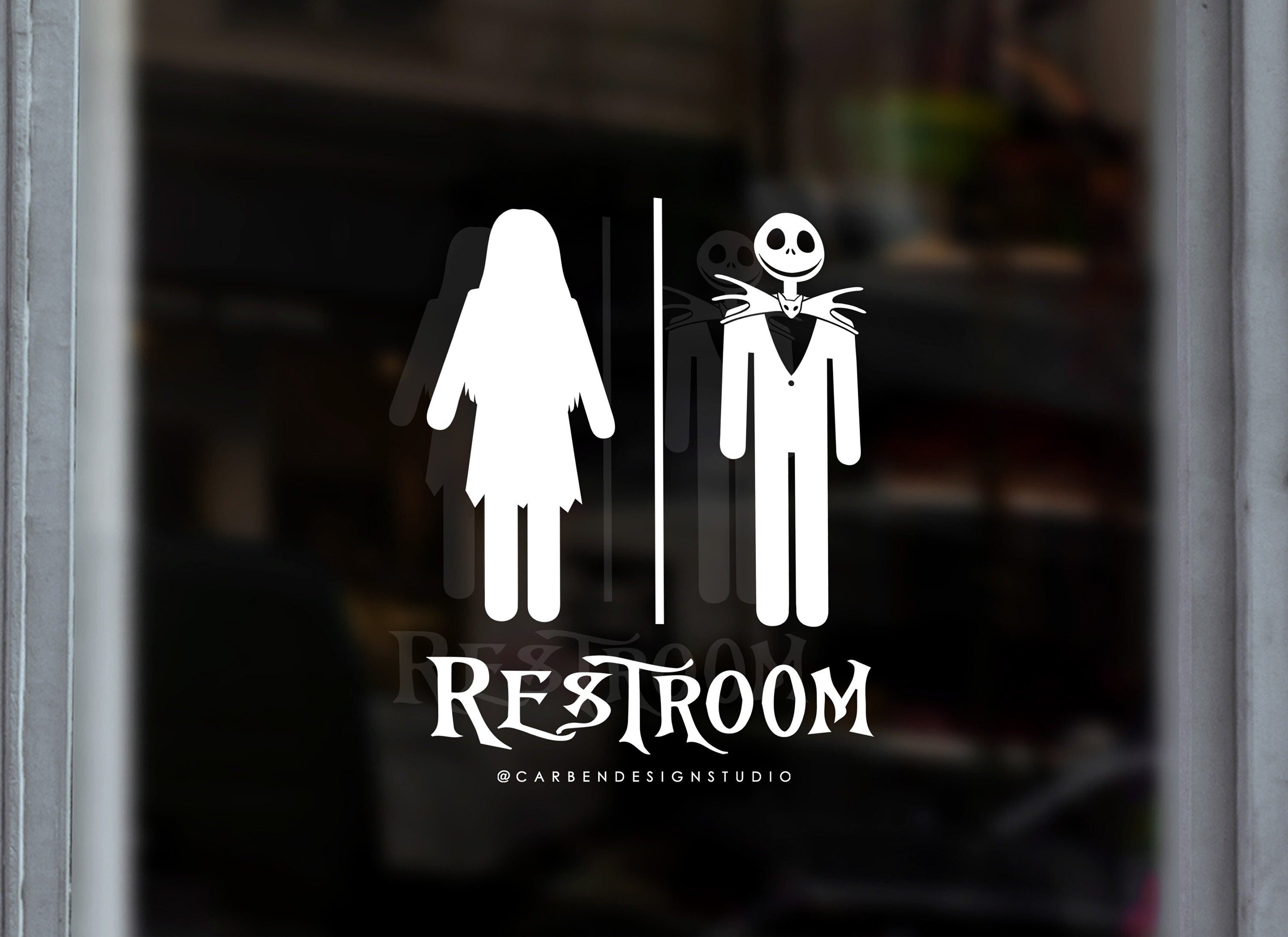 Jack and Sally Restroom Decal. Jack Skellington Decal. Bathroom Door ...