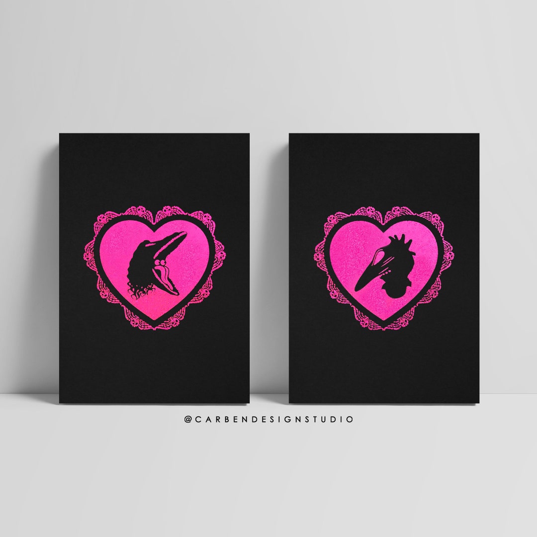 Pink Barbara and Adam Heart Foil Print. Beetlejuice Foil Print. Horror ...