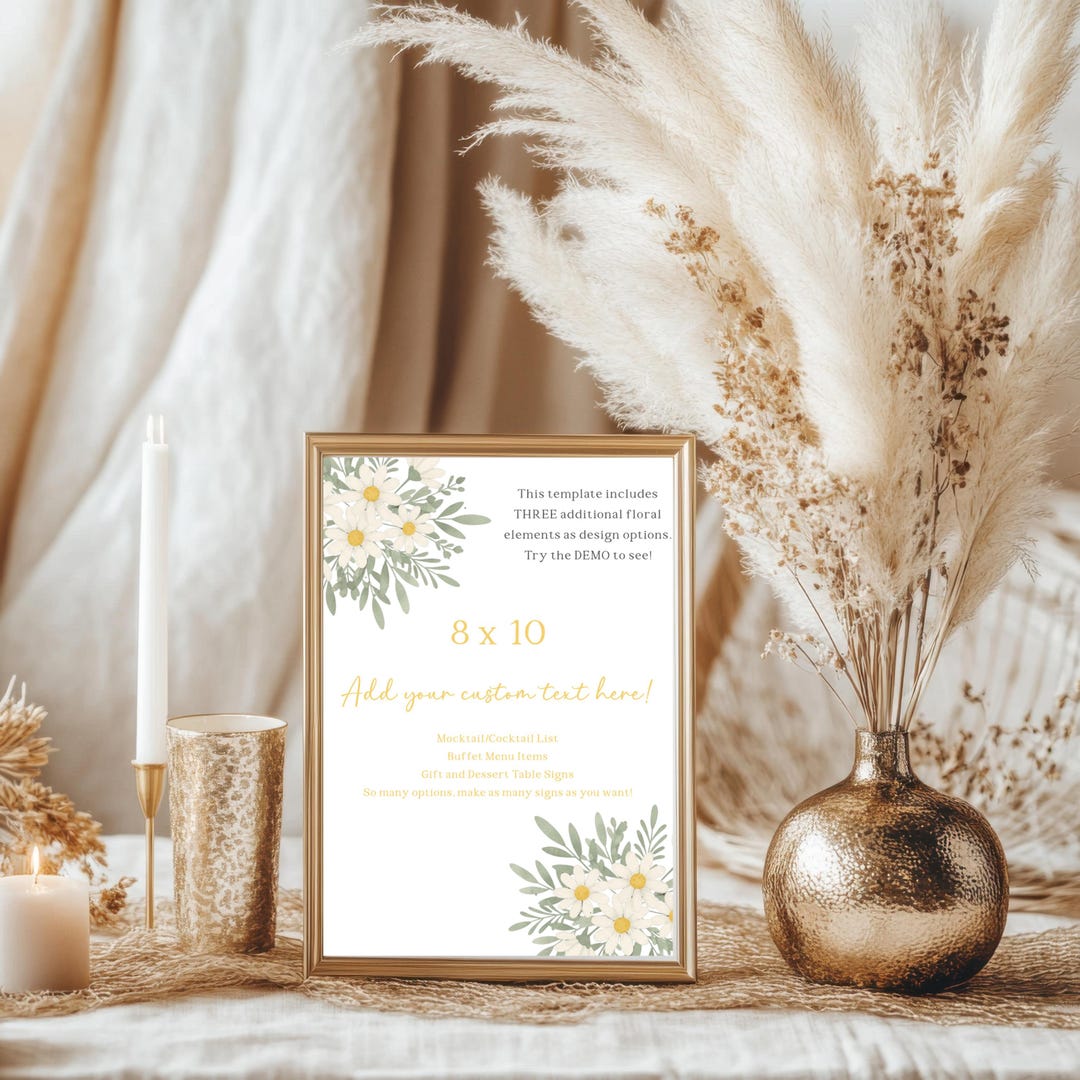 Daisy Table Sign: Editable Template (digital Download) - Etsy