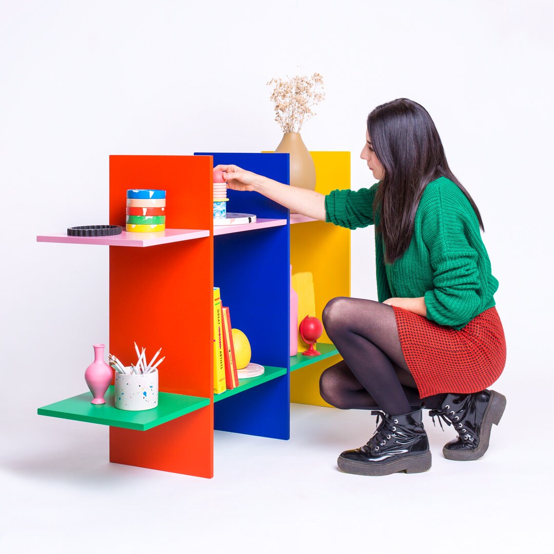 Multicolor Shelves | TV Shelf | Colorful Lowboard | Bookshelf ...