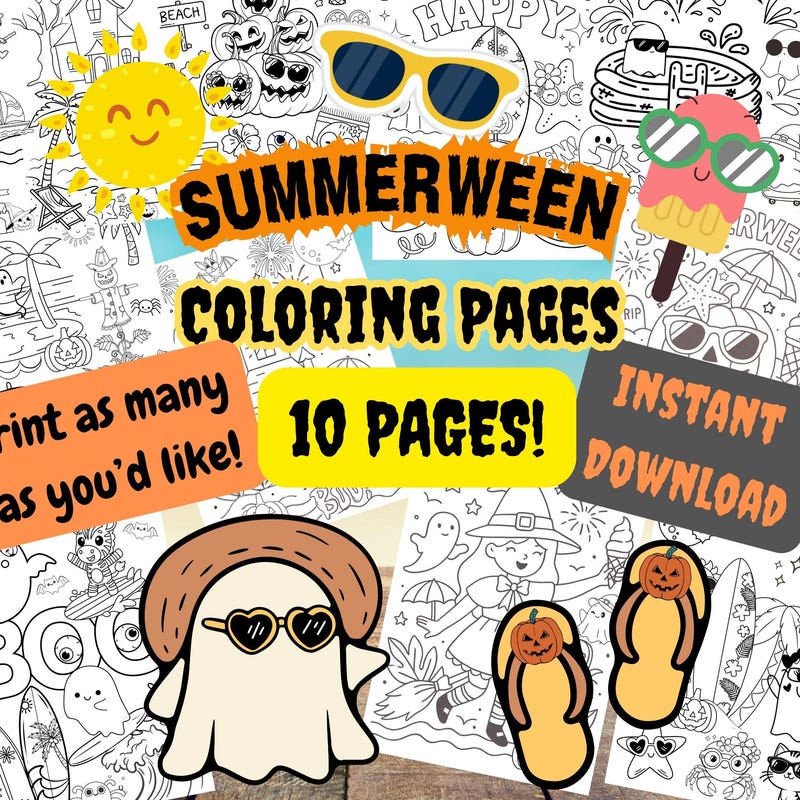 Summerween Coloring Pages - Etsy