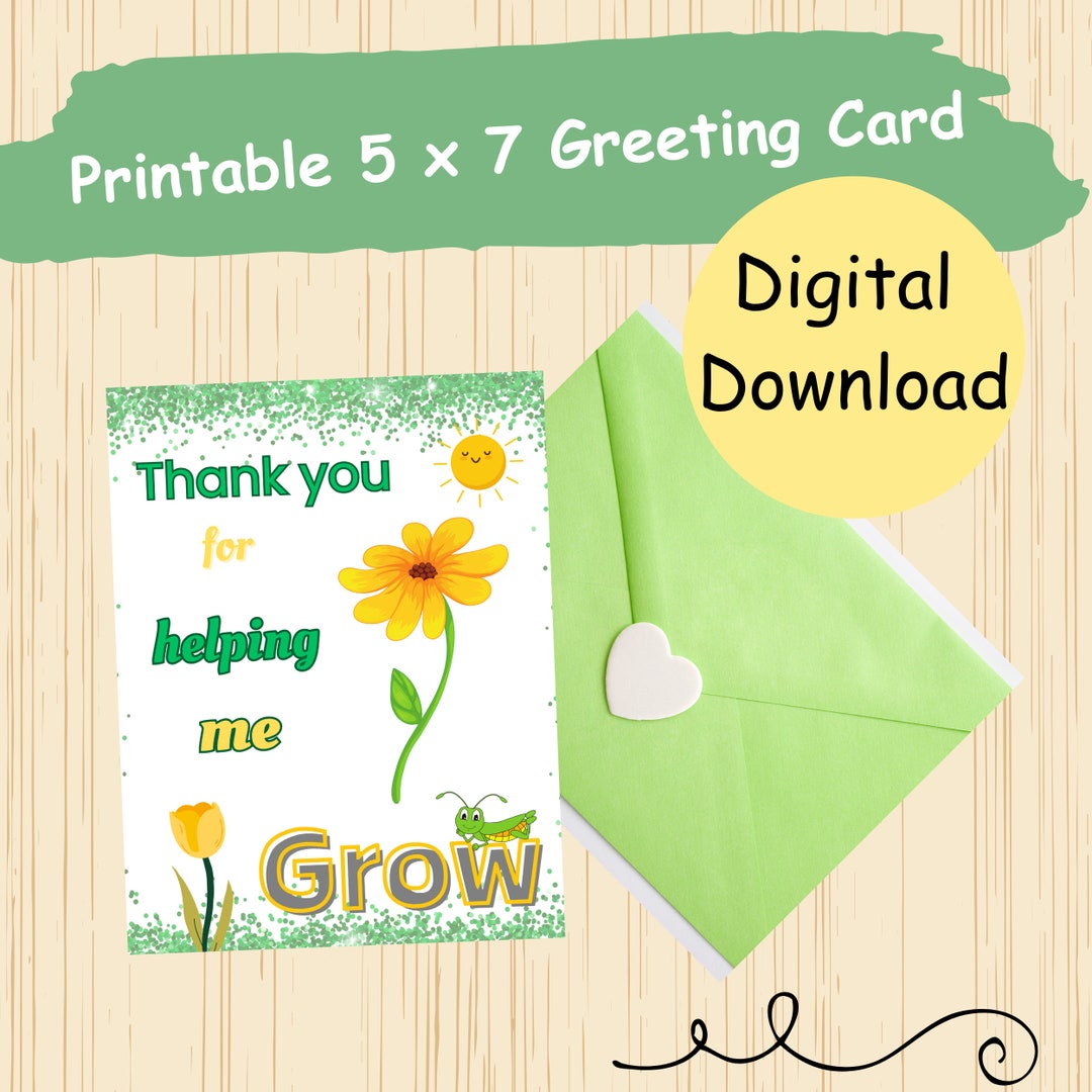 Teacher Appreciation Card Printable, Instant Teacher Thank You Card ...