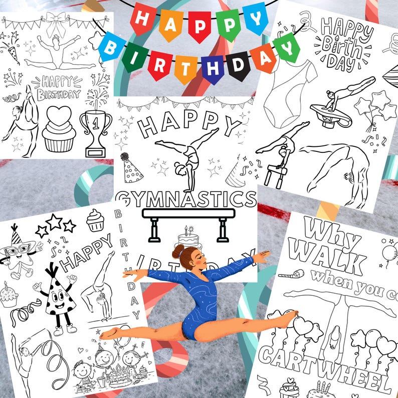 Gymnastics Birthday Coloring Pages, Gymnastics Meet Activity, Gymnast ...