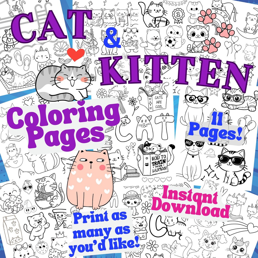Funny Cat Coloring Pages, Kitten Coloring Page, Cat Printable, Cat ...