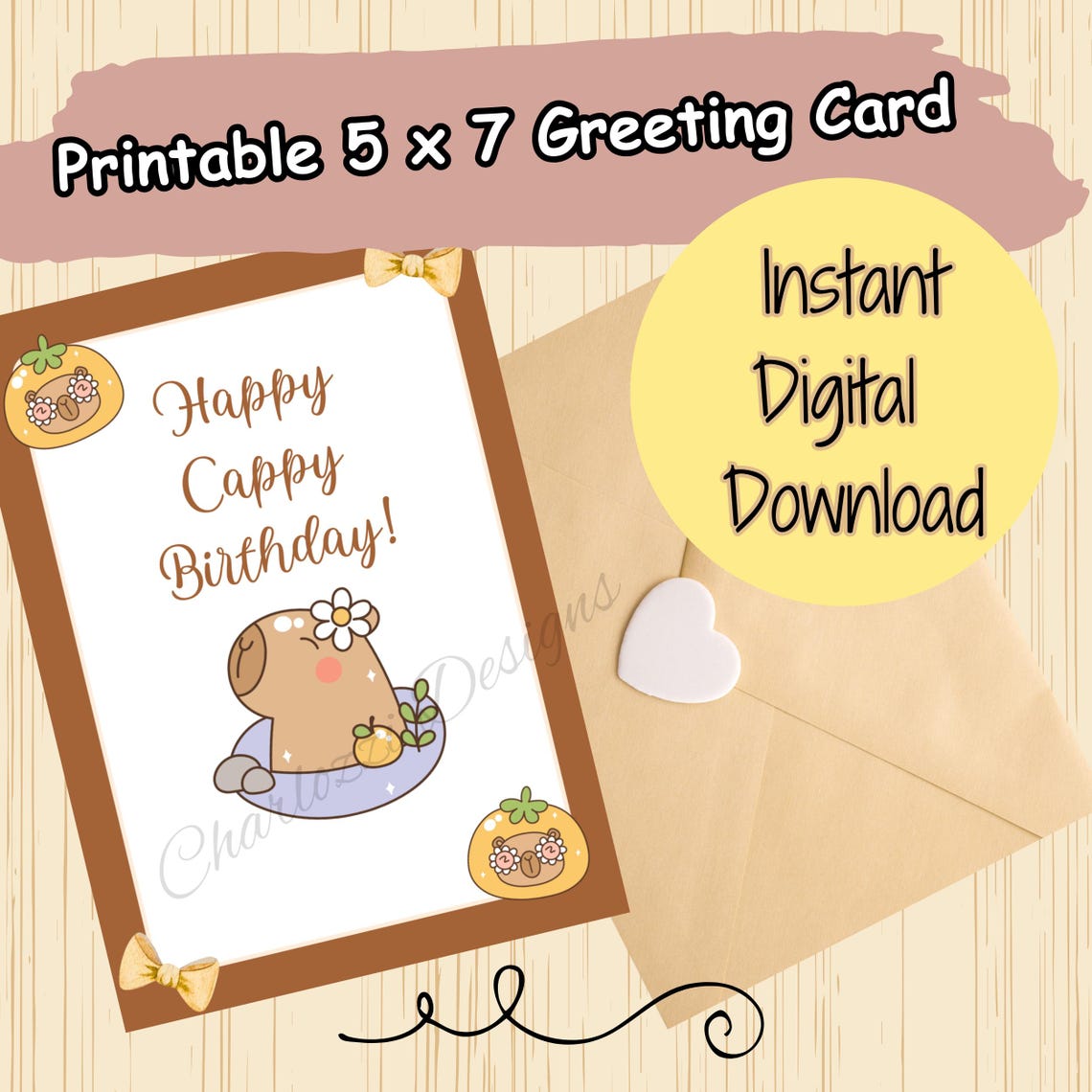 Capybara Birthday Card Printable Fun Birthday Card Capybara Card ...