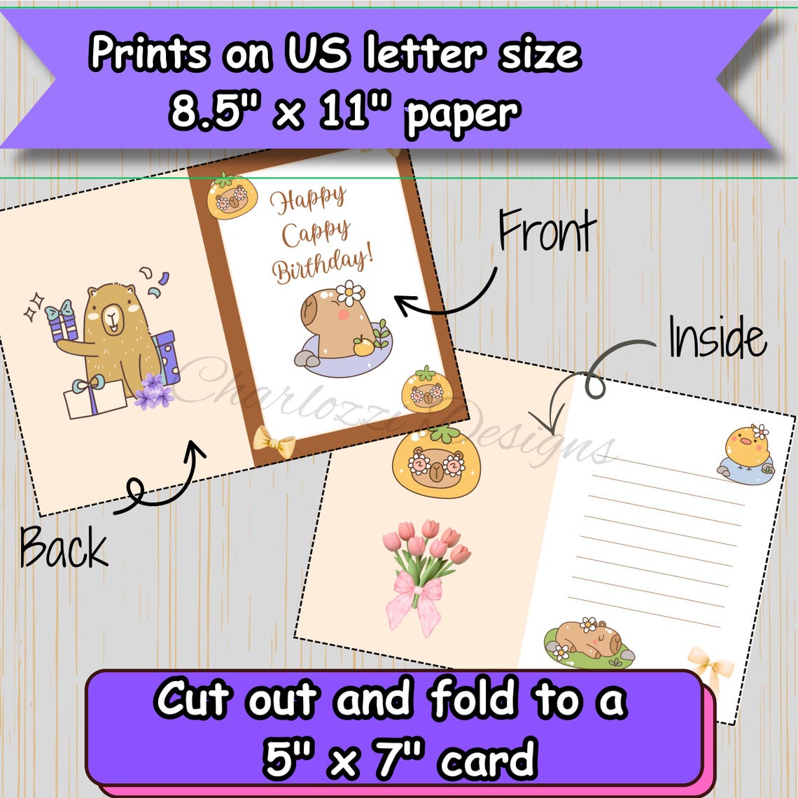 Capybara Birthday Card Printable Fun Birthday Card Capybara Card ...