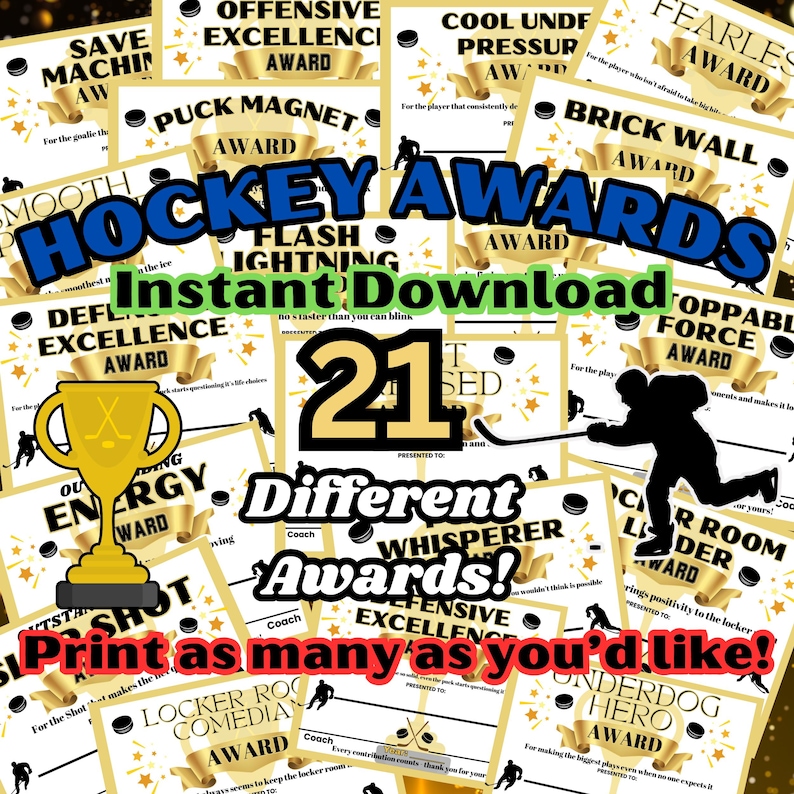 Hockey Award Certificates, Printable Hockey Awards, Hockey Certificates ...