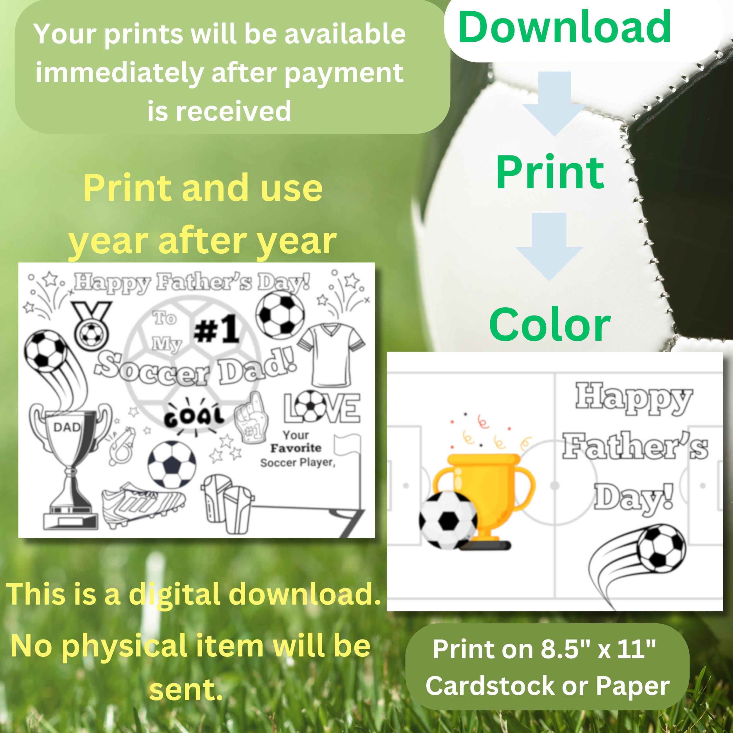 Soccer Dad Father's Day Printable Coloring Page, Father's Day Soccer ...