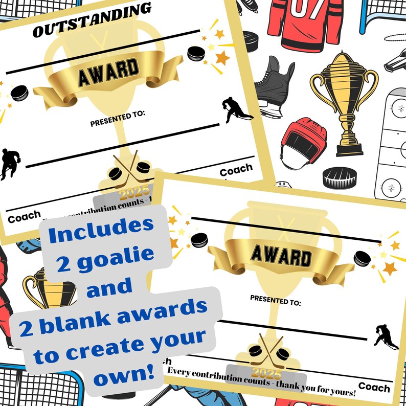 Hockey Award Certificates, Printable Hockey Awards, Hockey Certificates ...