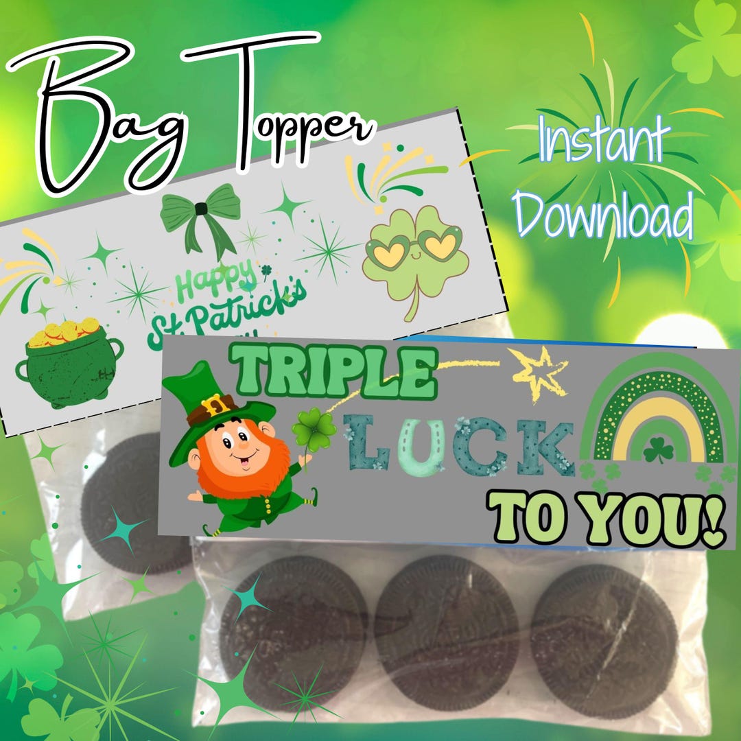 Printable St. Patrick's Day Bag Topper, St. Patricks Goodie Bag, St ...