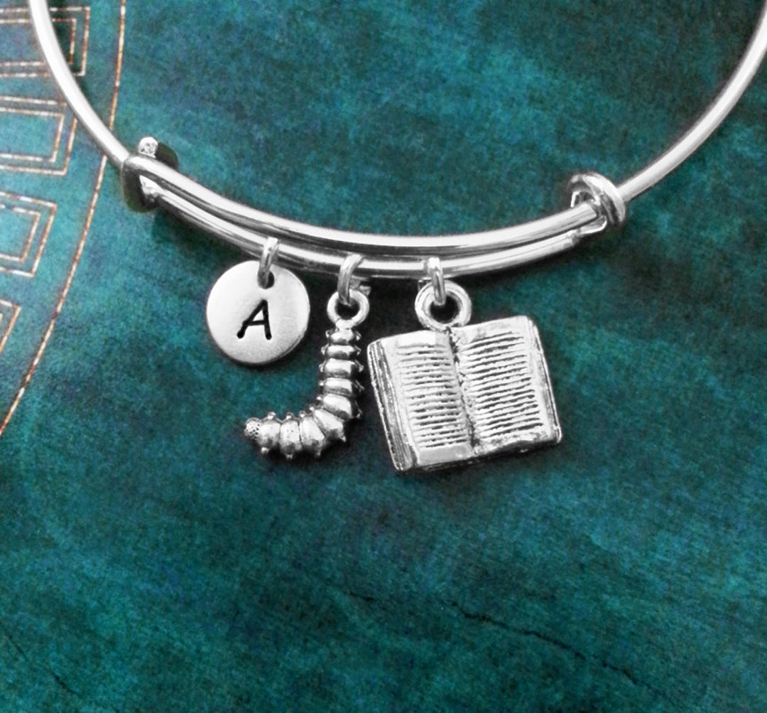 Book Bangle Book Bracelet Book Worm Bracelet Bookworm Charm Bracelet ...
