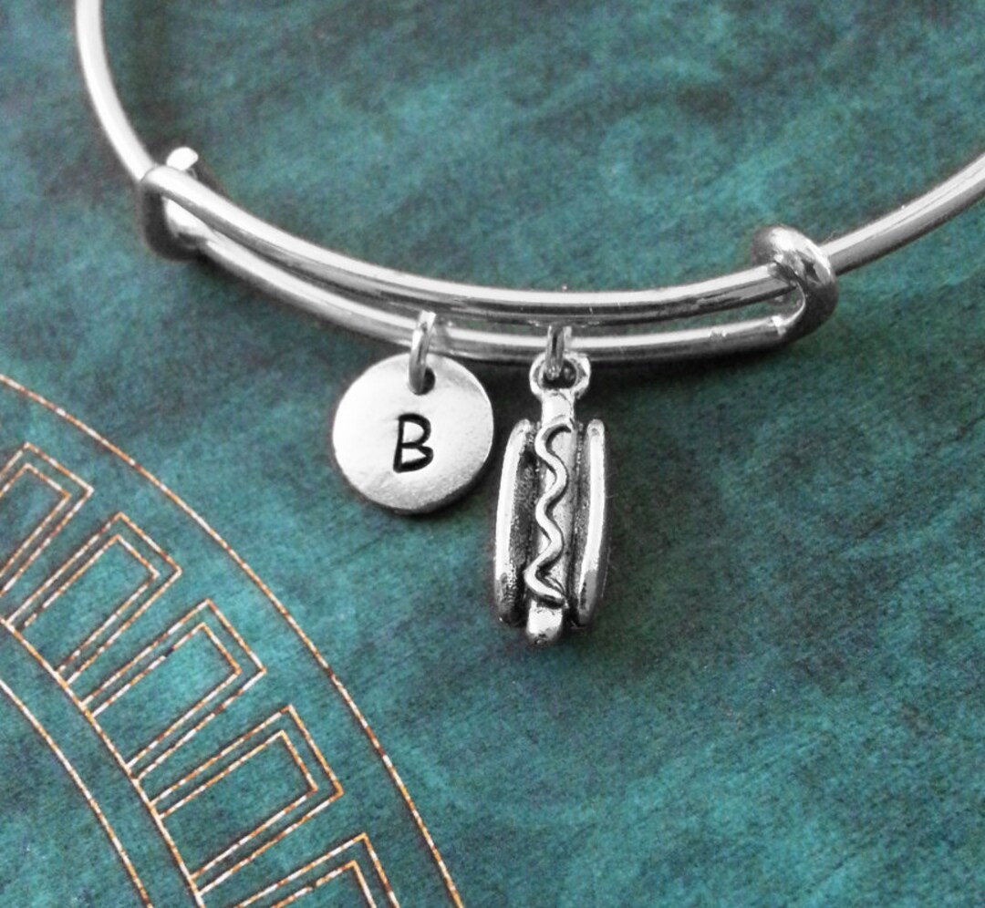 Hot Dog Bangle Bracelet Silver Hot Dog Bracelet Hotdog Jewelry - Etsy