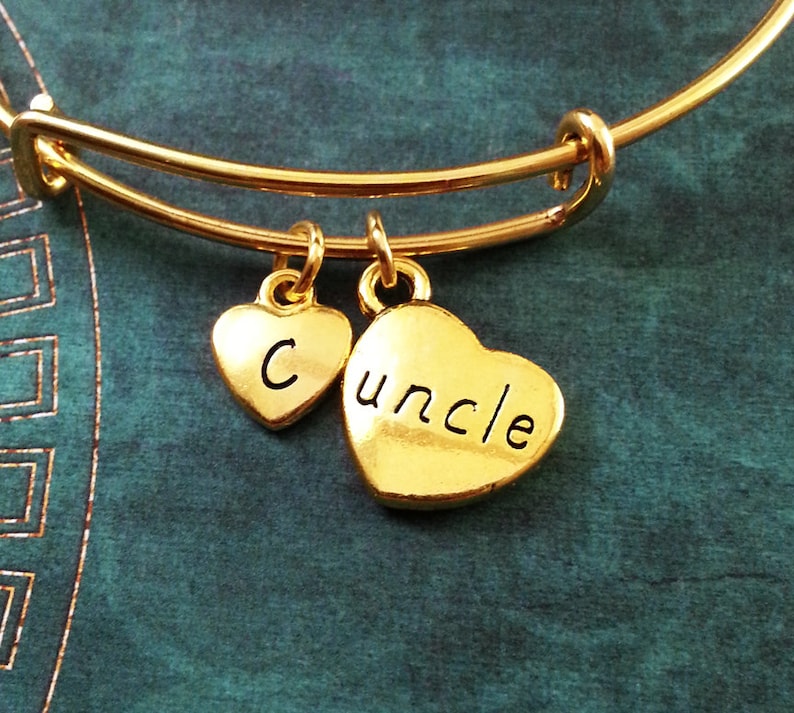 Uncle Bangle Uncle Bracelet Niece Jewelry Gold Uncle Heart Bracelet ...
